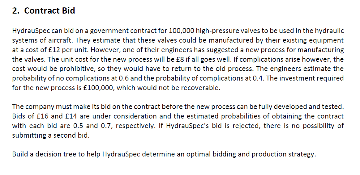 Solved Contract BidHydrauSpec can bid on a government | Chegg.com