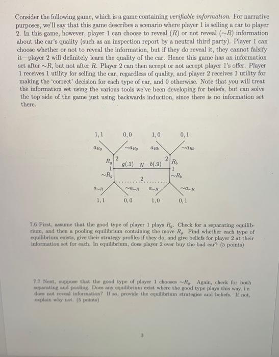 Consider the following game, which is a game | Chegg.com