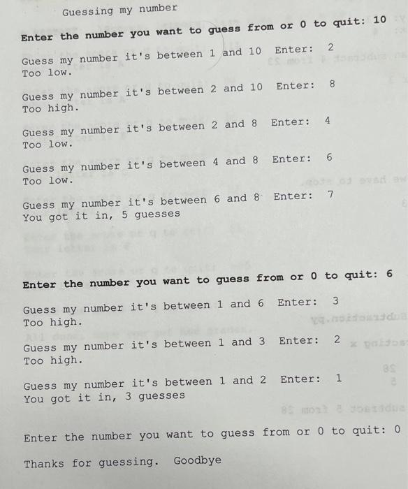Solved Guessing my number Enter the number you want to guess | Chegg.com