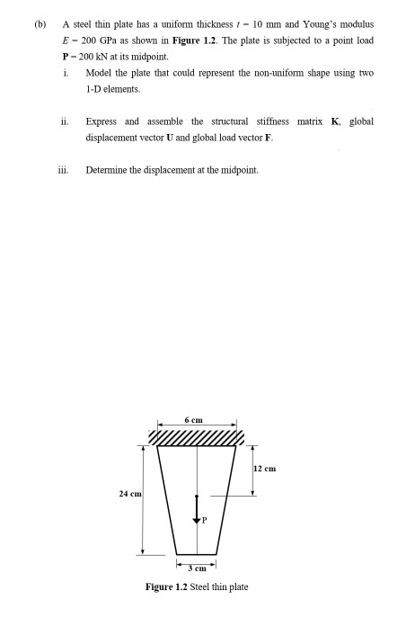 Solved A steel thin plate has a uniform thickness t=10mm and | Chegg.com