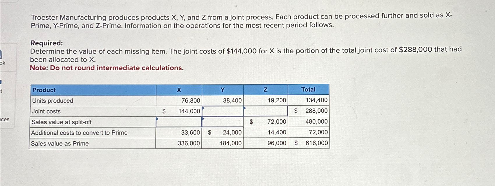 Solved Troester Manufacturing produces products X, ﻿Y, ﻿and | Chegg.com