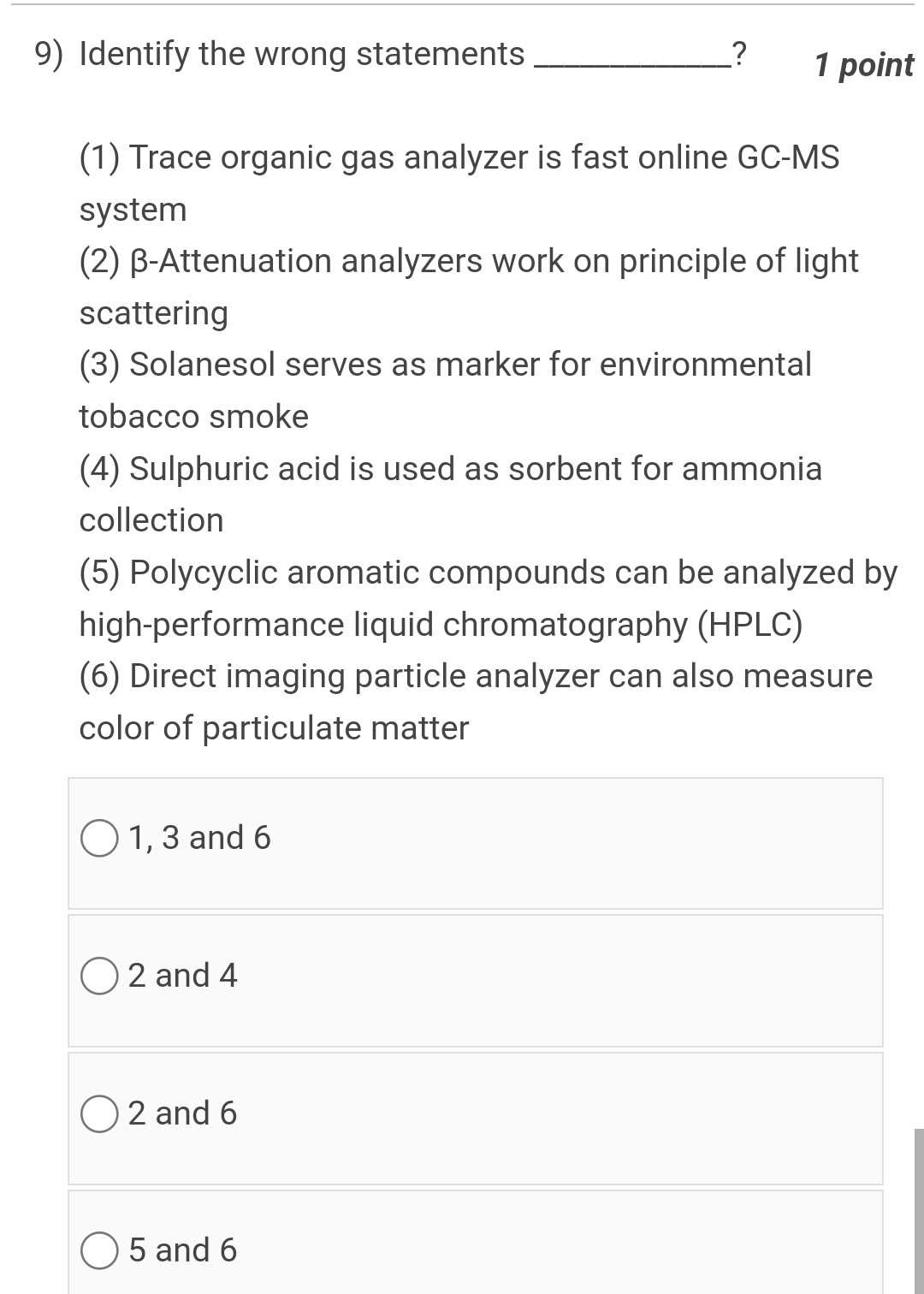 Solved Identify the wrong statements(1) ﻿Trace organic gas | Chegg.com