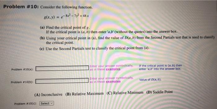 Solved Problem \#10: Consider the following function. | Chegg.com