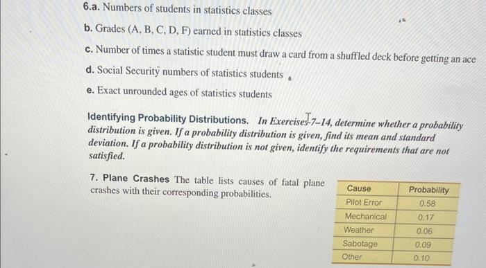 Solved Identifying Discrete and Continuous Random Variables. | Chegg.com