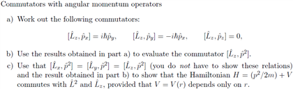 Solved Commutators with angular momentum operators Work out | Chegg.com