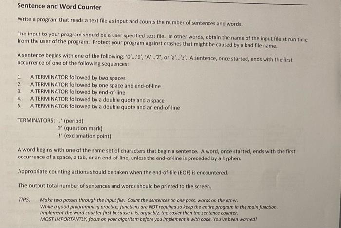 Solved Write a program that reads a text file as input and | Chegg.com