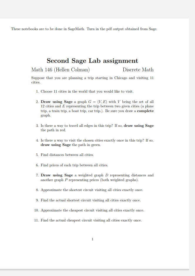 These notebooks are to be done in SageMath. Turn in | Chegg.com