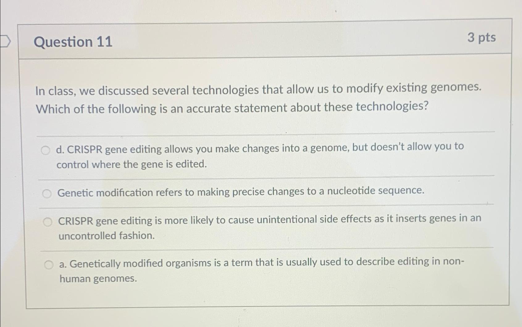 Solved Question 113 ﻿ptsIn class, we discussed several | Chegg.com