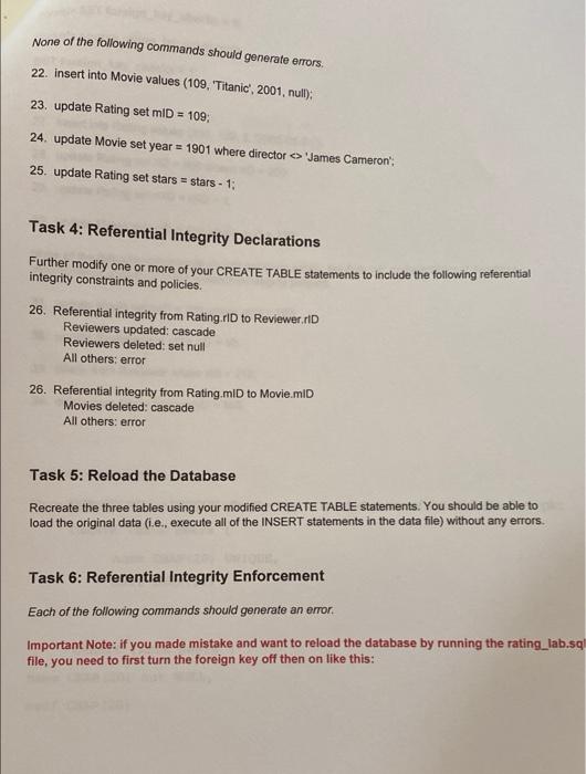 Solved Part 4. Constraints and Referential Integrity (20 | Chegg.com