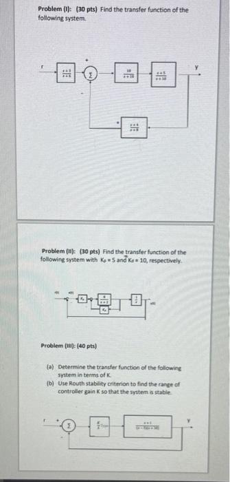 Problem (1): (30pts). Find the transfer function of | Chegg.com Problem (1): (30pts). Find the transfer function of | Chegg.com