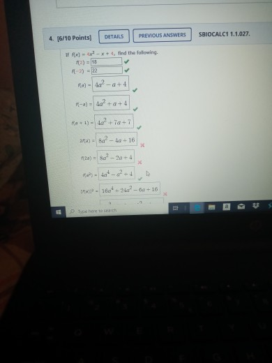 Solved DETAILS PREVIOUS ANSWERS 4. (6/10 Points) SBIOCALC1 | Chegg.com Solved DETAILS PREVIOUS ANSWERS 4. (6/10 Points) SBIOCALC1 | Chegg.com