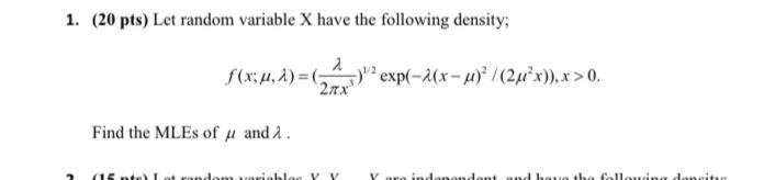Solved 1. (20 pts) Let random variable X have the following | Chegg.com