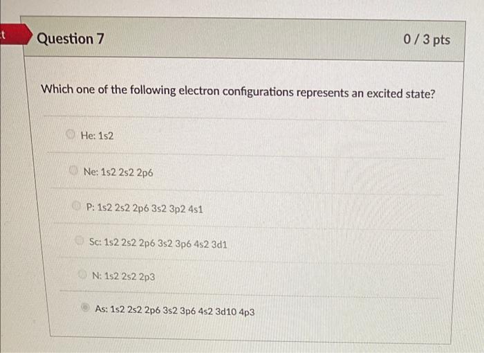 Solved Which One Of The Following Electron Configurations