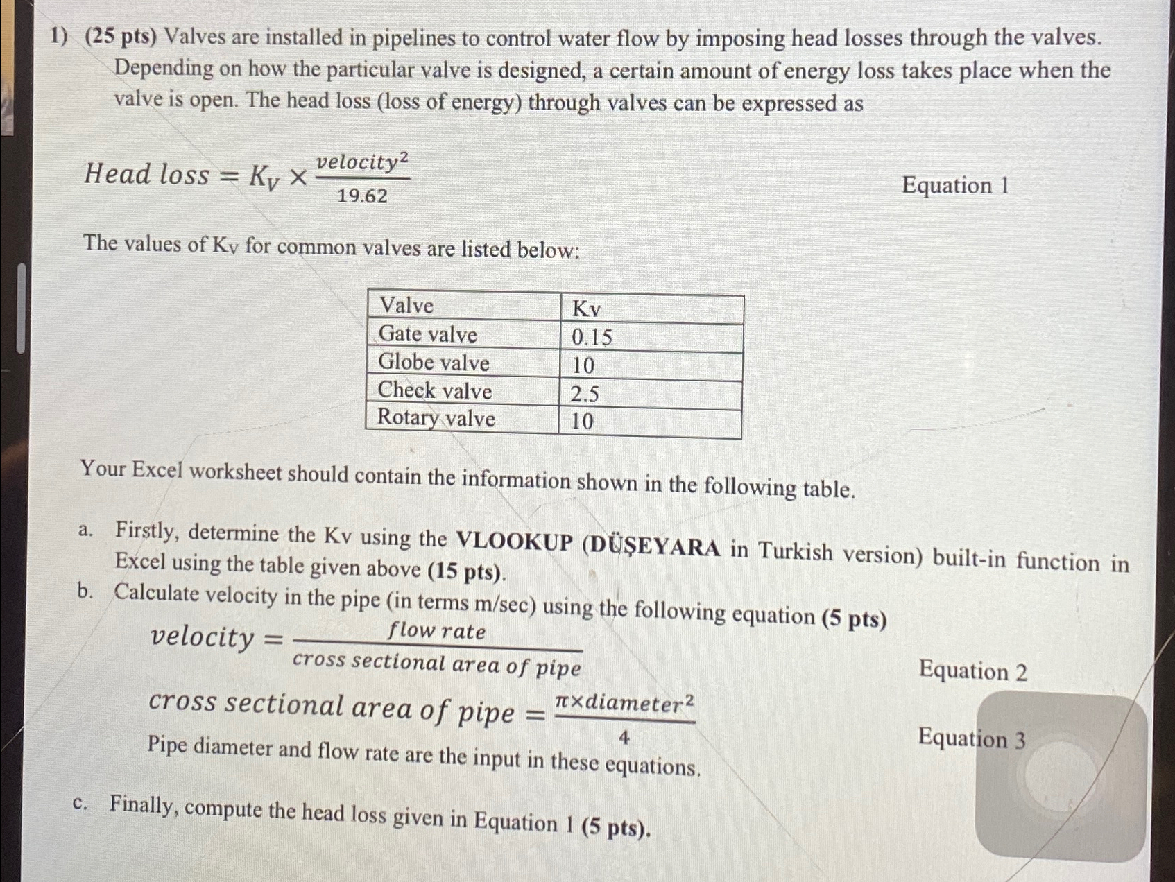 Solved (25 ﻿pts) ﻿Valves are installed in pipelines to | Chegg.com