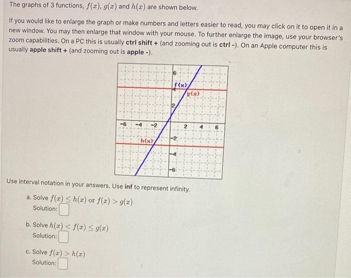 Solved The graphs of 3 functions, f(x),g(x) and h(x) are | Chegg.com