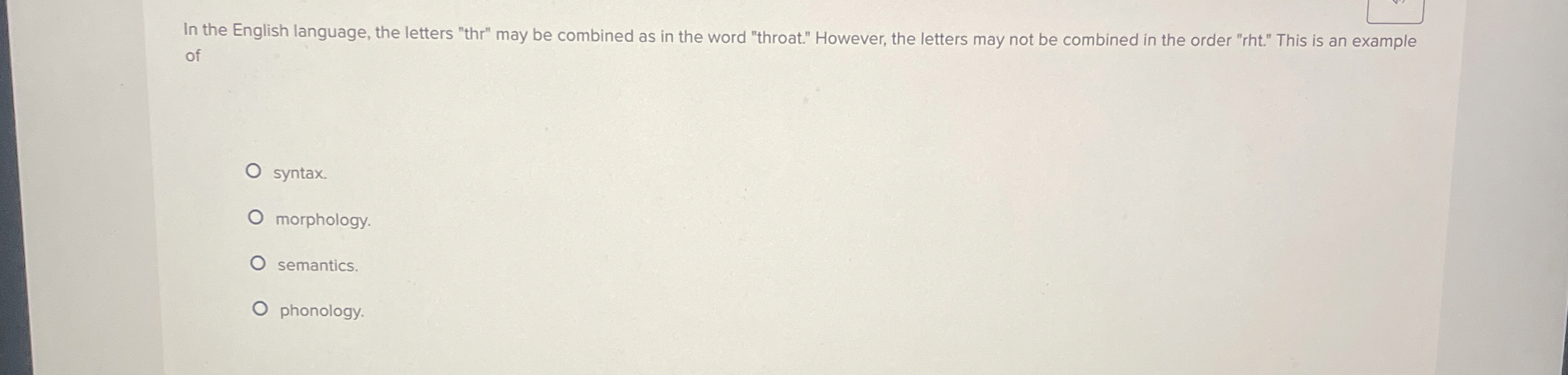 Solved In the English language, the letters "thr" ﻿may be | Chegg.com