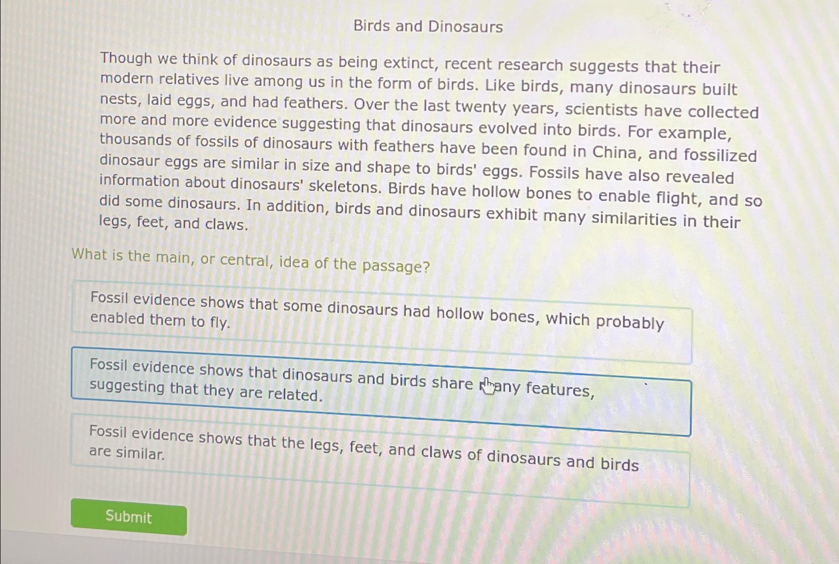 Solved Birds and DinosaursThough we think of dinosaurs as | Chegg.com
