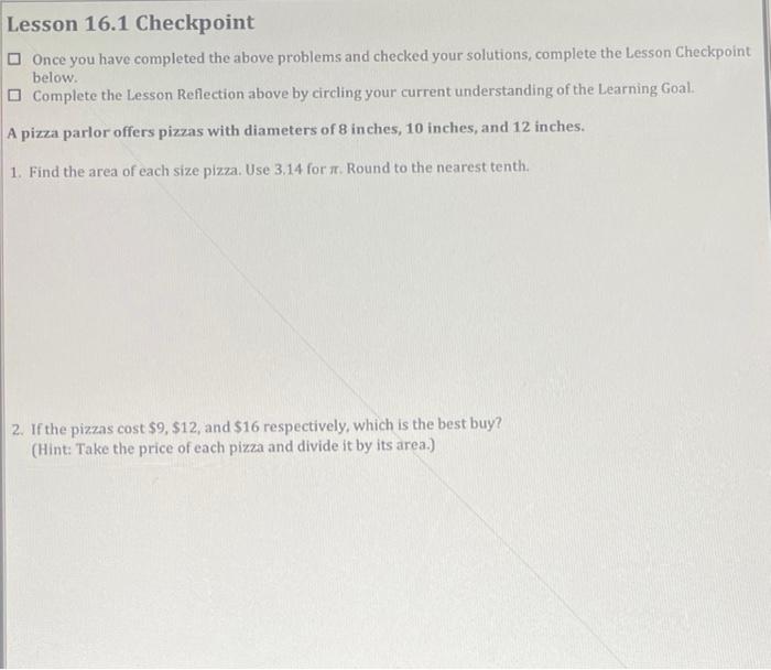 Solved Lesson 16.1 Checkpoint Once you have completed the | Chegg.com