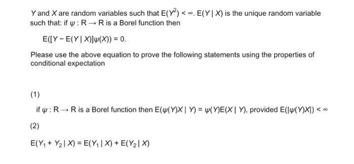 Solved Y and X are random variables such that E(Y2)
