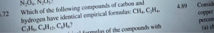 Solved Which of the following compounds of carbon and | Chegg.com