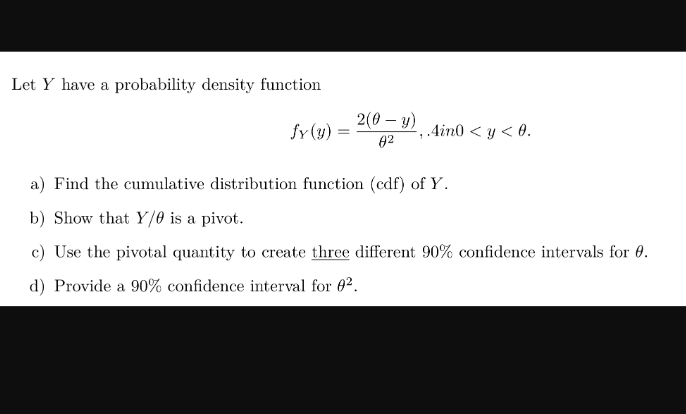Solved Let Y have a probability density function | Chegg.com