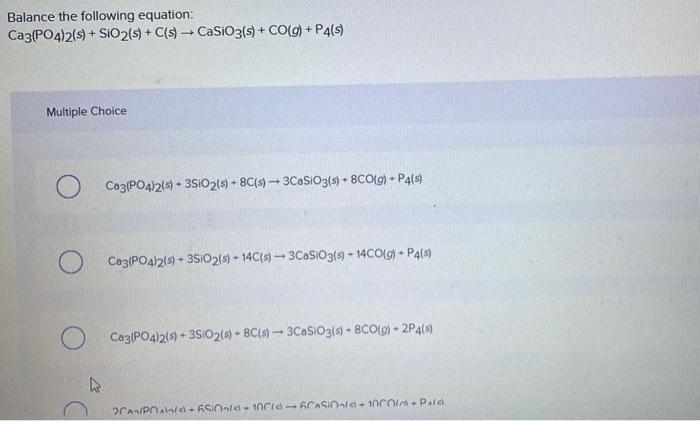 Solved Balance the following equation: Ca3(PO4)2( | Chegg.com