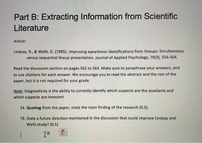 Solved Part B: Extracting Information from Scientific | Chegg.com