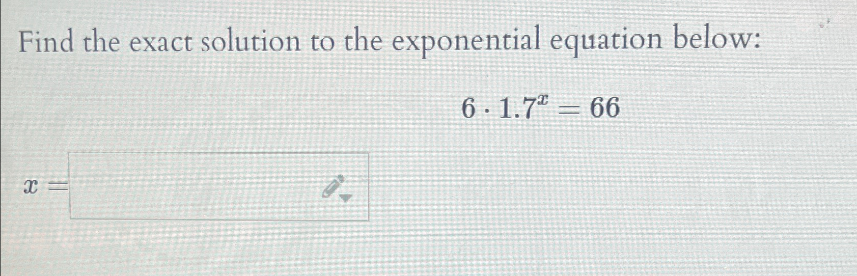 Solved Find the exact solution to the exponential equation | Chegg.com