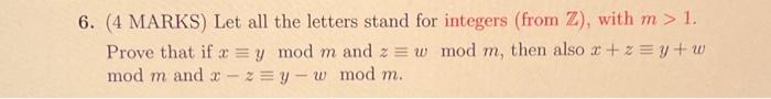 Solved 6. (4 MARKS) Let all the letters stand for integers | Chegg.com