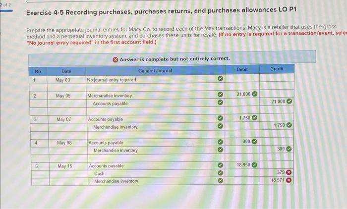 Solved points Exercise 4-5 Recording purchases, purchases | Chegg.com