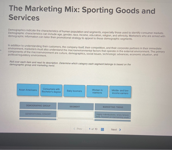 Solved The Marketing Mix: Sporting Goods and Services | Chegg.com