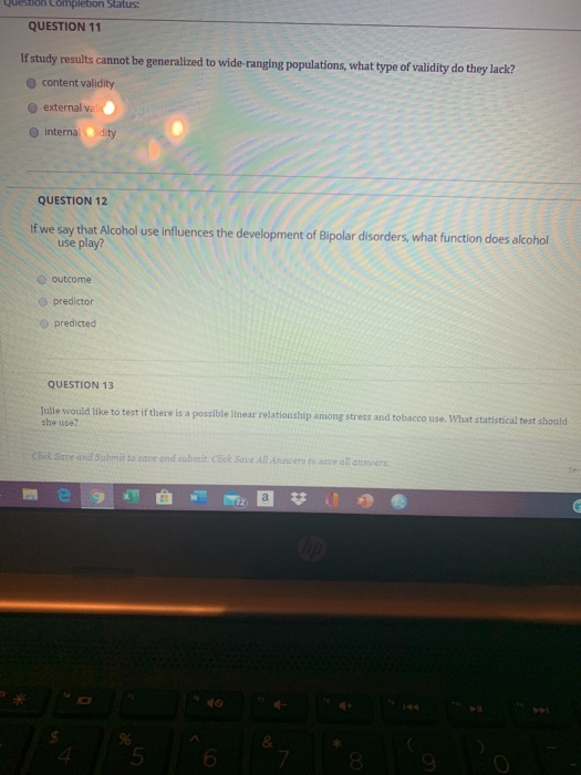 Solved on completion Status: QUESTION 11 If study results | Chegg.com
