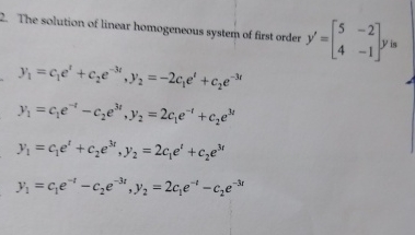 Solved The solution of linear homogeneous system of first | Chegg.com
