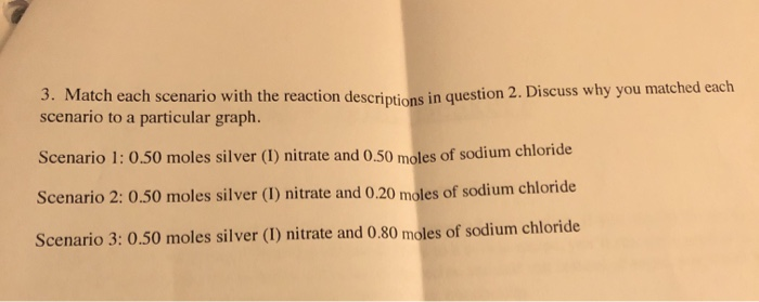 Solved 3. Match each scenario with the reaction descriptions | Chegg.com Solved 3. Match each scenario with the reaction descriptions | Chegg.com