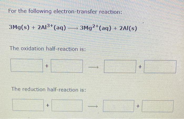 Solved For the following electron-transfer reaction: | Chegg.com