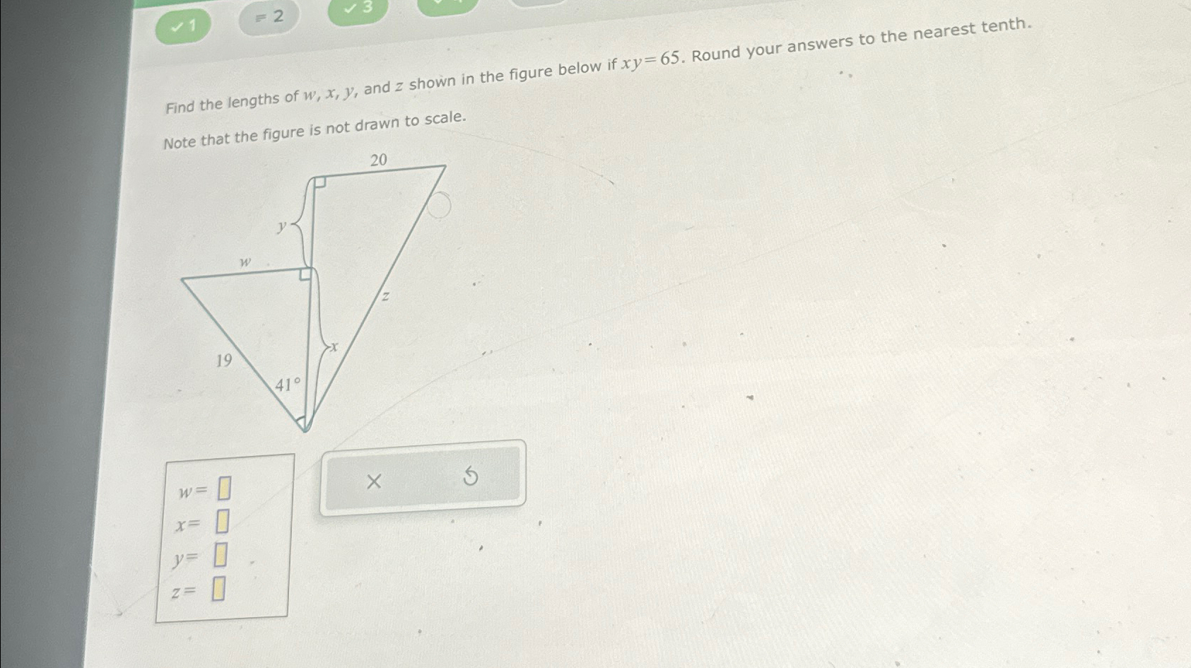 Solved Find the lengths of w,x,y, ﻿and z ﻿shown in the | Chegg.com