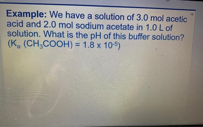 Solved Example: We have a solution of 3.0 mol acetic acid | Chegg.com