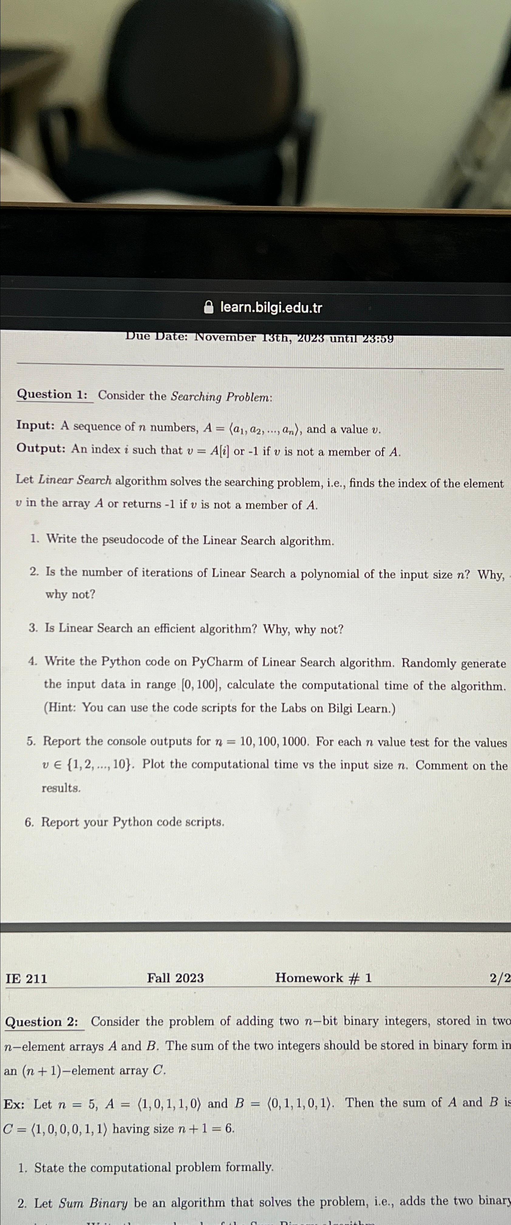Solved learn.bilgi.edu.trDue Date: November 13th, 2023 | Chegg.com