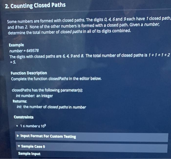 Solved: 2. Counting Closed Paths Some Numbers Are Formed W... | Chegg.com