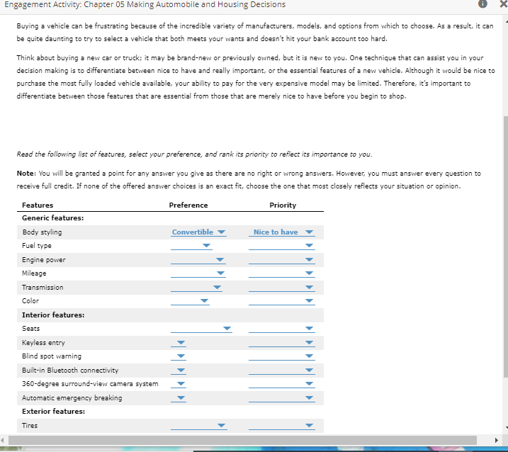 Solved Engagement Activity: Chapter 05 ﻿Making Automobile | Chegg.com