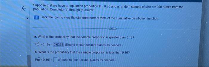Solved Suppose that we have a population proportion P=0.20 | Chegg.com