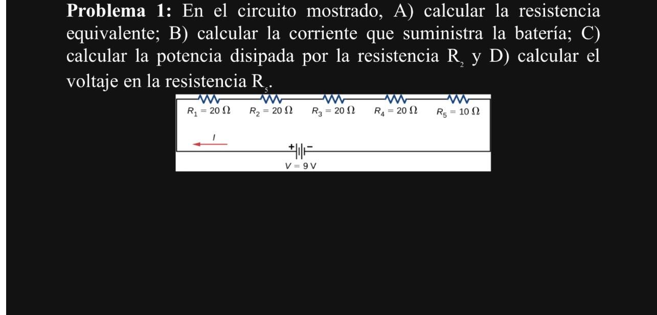 Solved Problema 1: En el circuito mostrado, A) ﻿calcular la | Chegg.com
