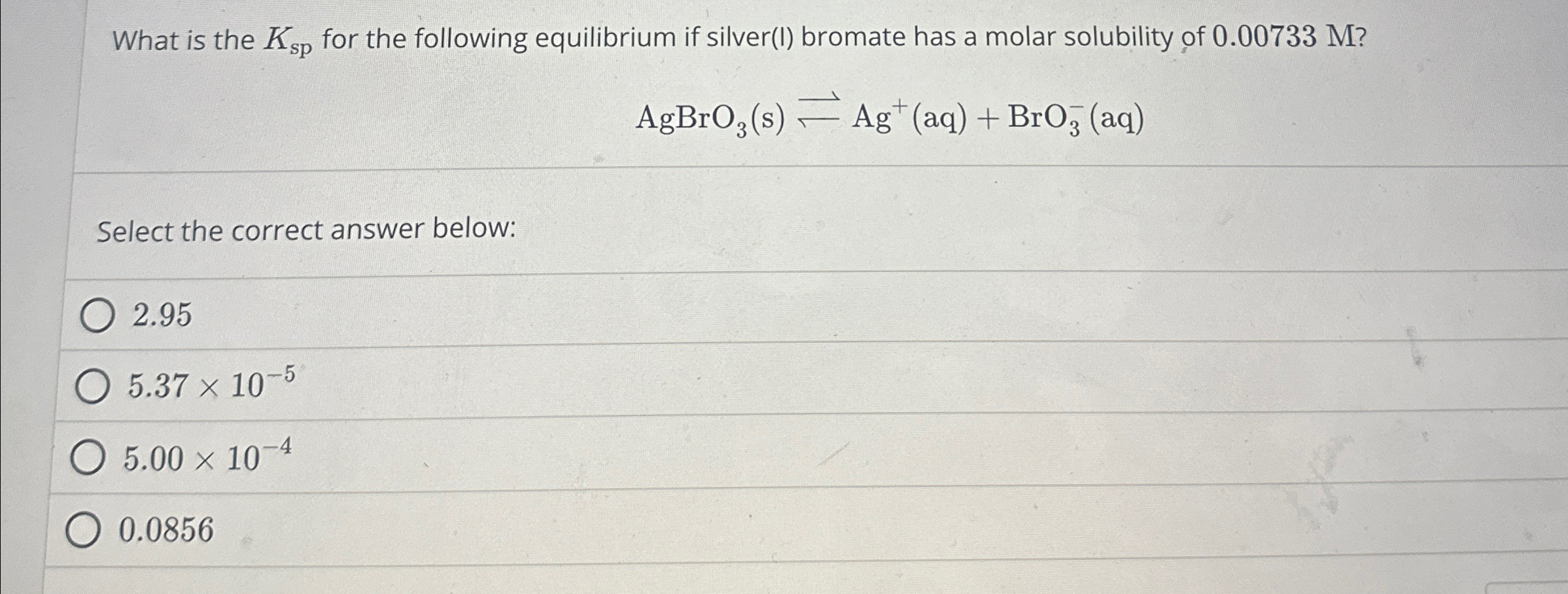 Solved What is the Ksp ﻿for the following equilibrium if | Chegg.com