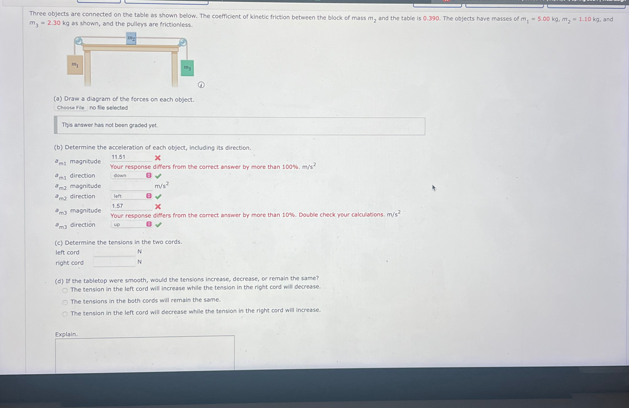 Solved m3=2.30kg ﻿as shown, and the pulleys are | Chegg.com