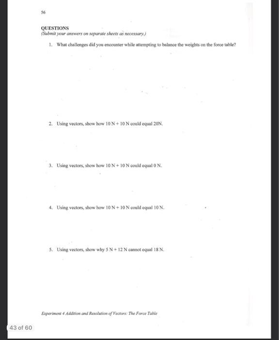REPORT ON EXPERIMENT 4 Addition and Resolution of | Chegg.com