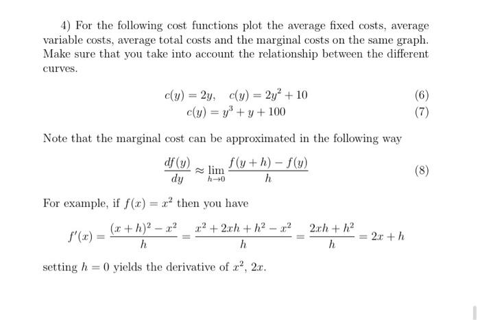 Solved 4) For the following cost functions plot the average | Chegg.com