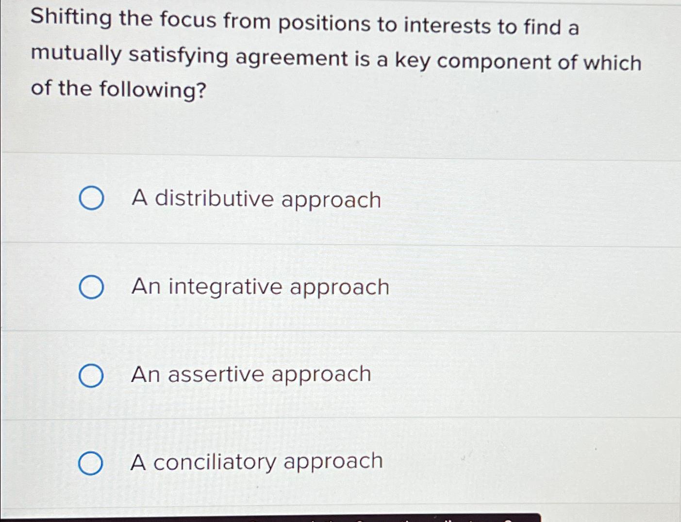 Solved Shifting the focus from positions to interests to | Chegg.com
