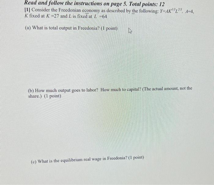 Solved Read and follow the instructions on page 5. Total | Chegg.com