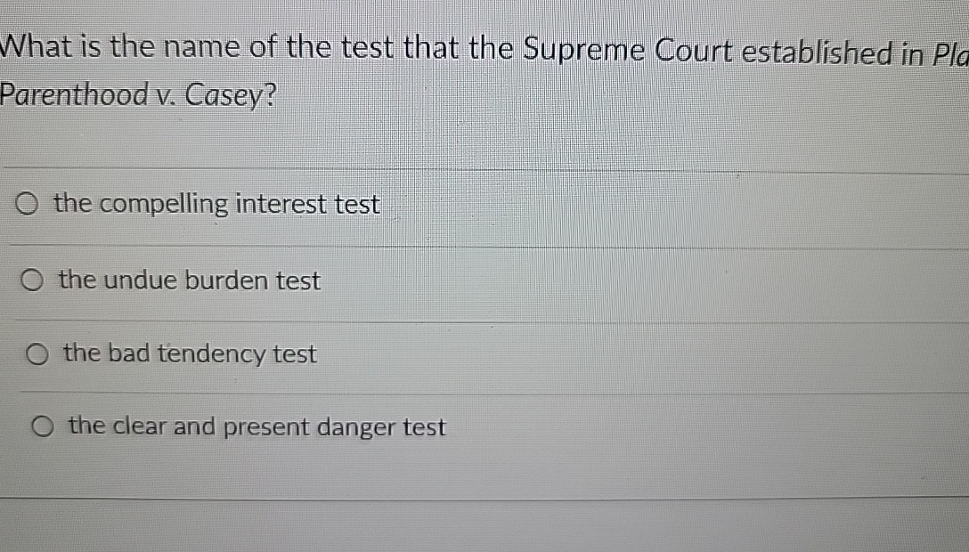 Solved What is the name of the test that the Supreme Court | Chegg.com