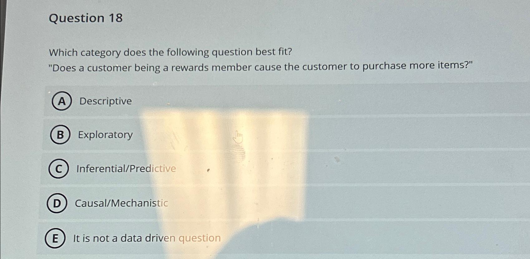 Solved Question 18Which category does the following question | Chegg.com
